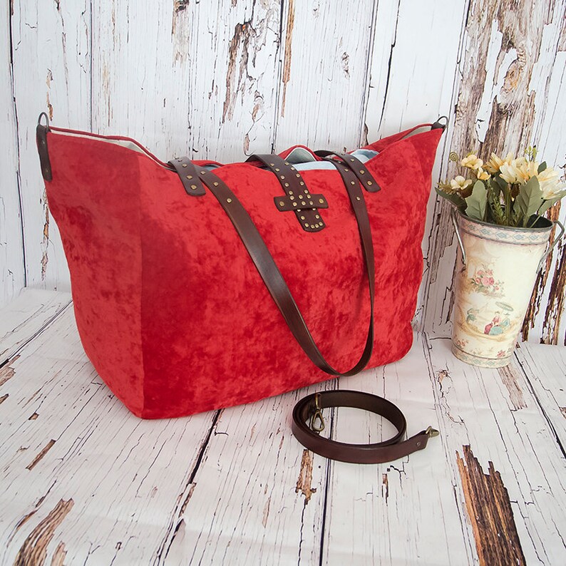 Large Tote Bag Boho Crossbody Bag Big Dark Red Everyday Bag - Etsy