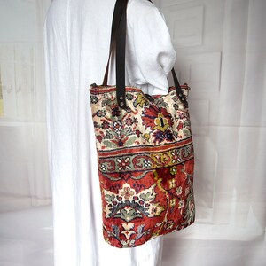 Persian Pattern Carpet Bag, Vintage Velvet Carpet Handbag, Persian ...