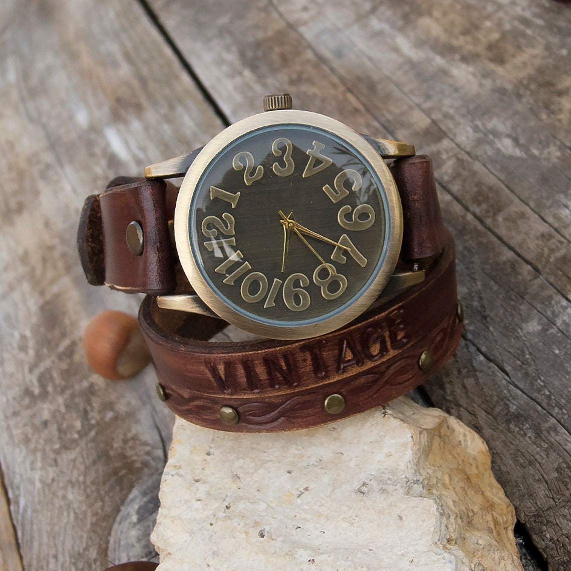 Wrist Watches Women Rustic Leather Watch Vintage Brown - Etsy UK