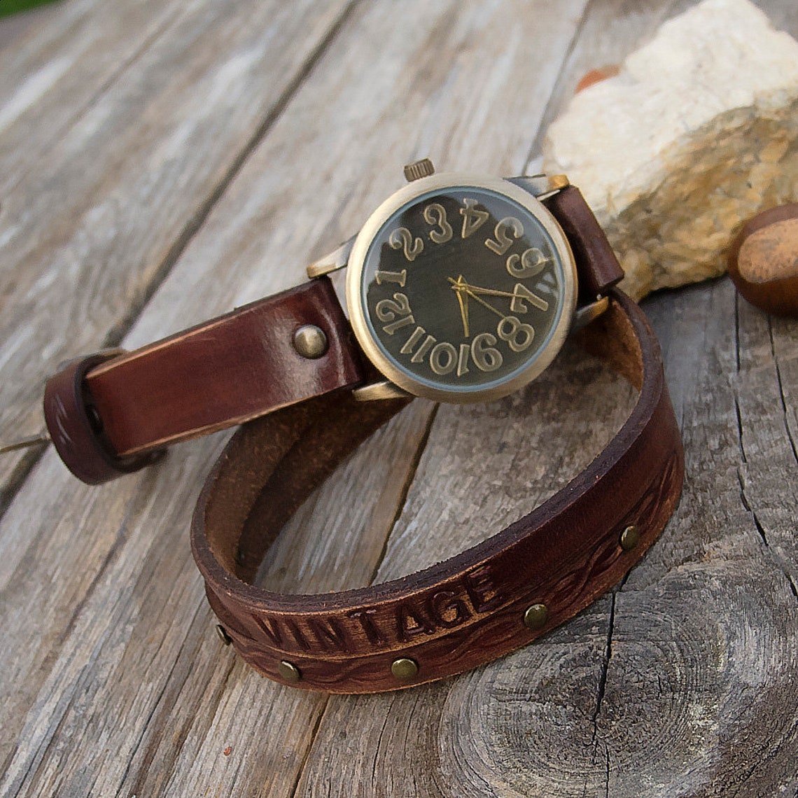 Wrist Watches Women Rustic Leather Watch Vintage Brown - Etsy UK