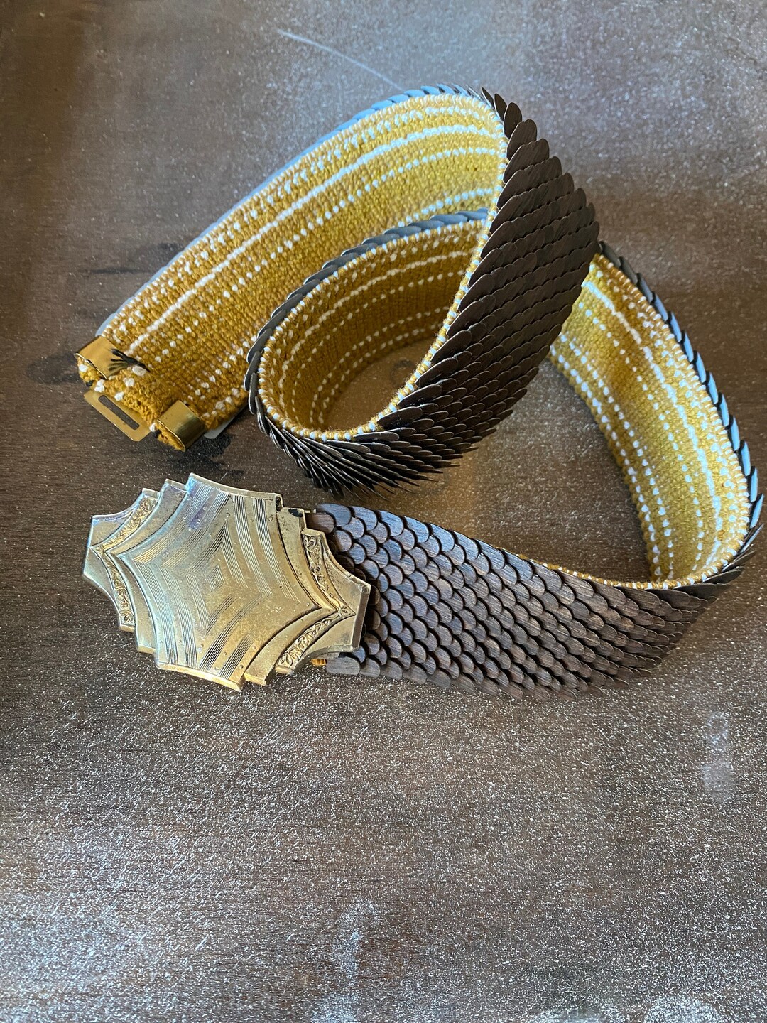 Vintage Fish Scale Belt, Wood Tone Scale Belt - Etsy