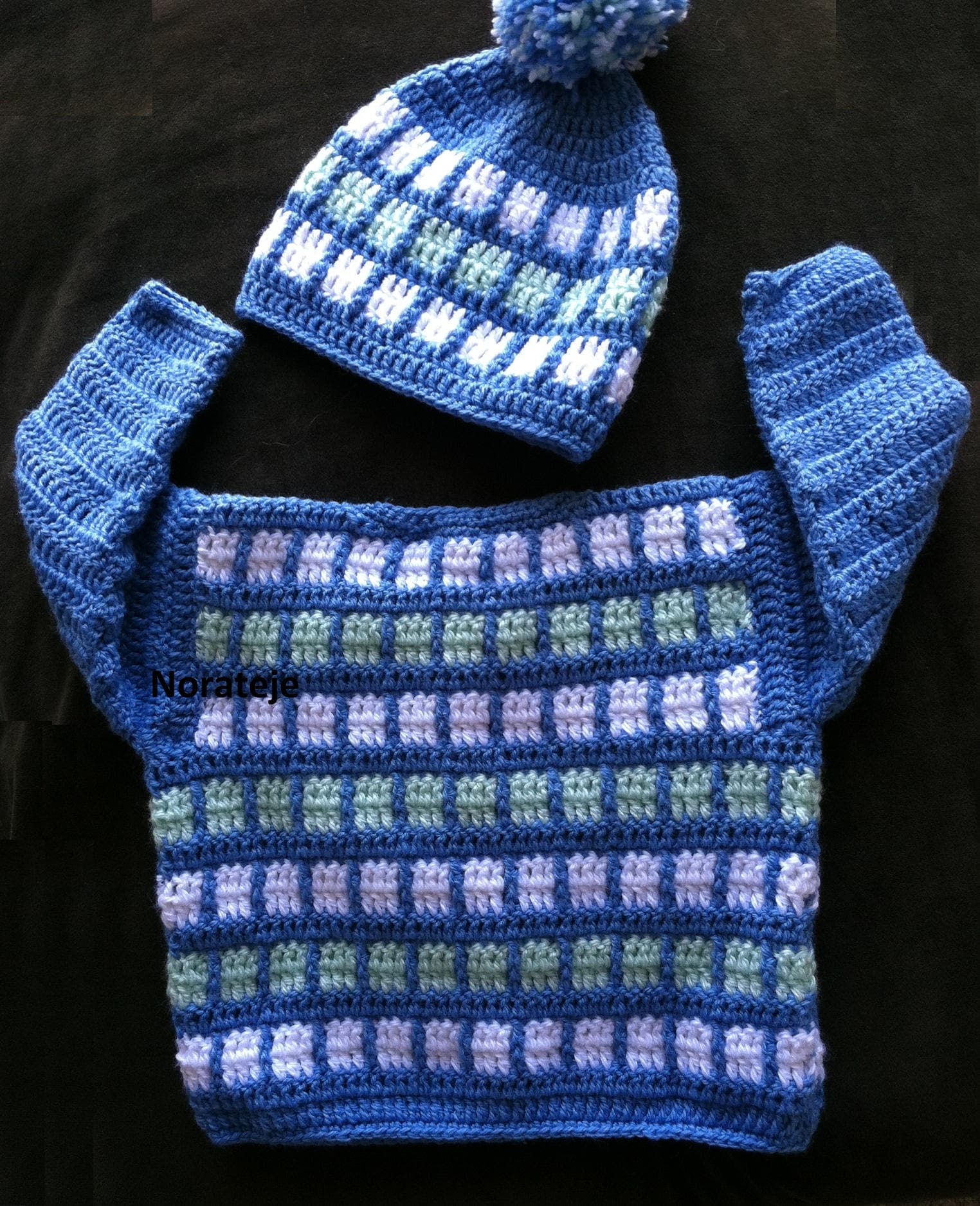 Squares on Blue Baby Set Pattern - Etsy