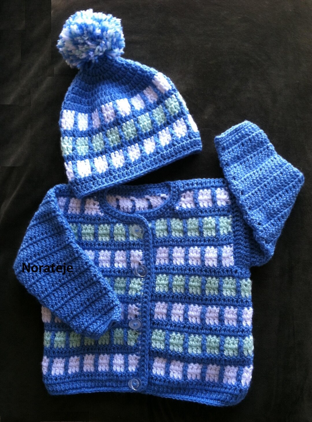 Squares on Blue Baby Set Pattern - Etsy