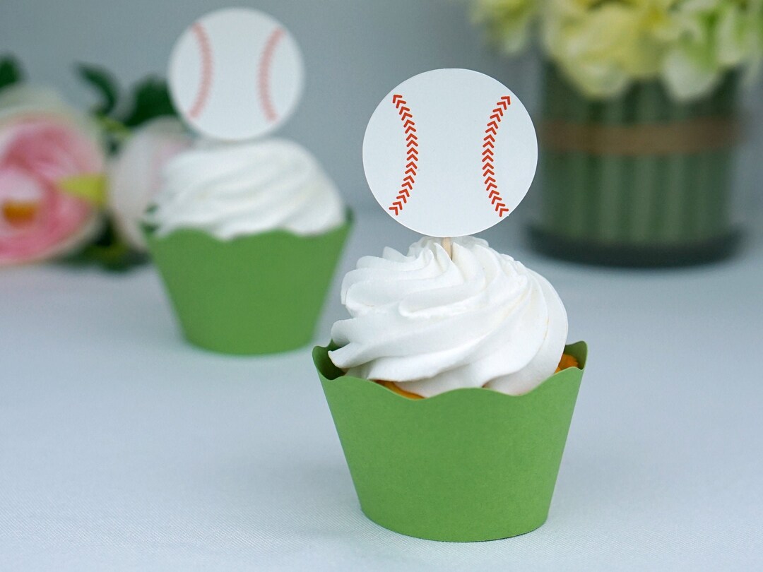 Baseball Cupcake Topper/ Appetizer Picks Set of 24 - Etsy