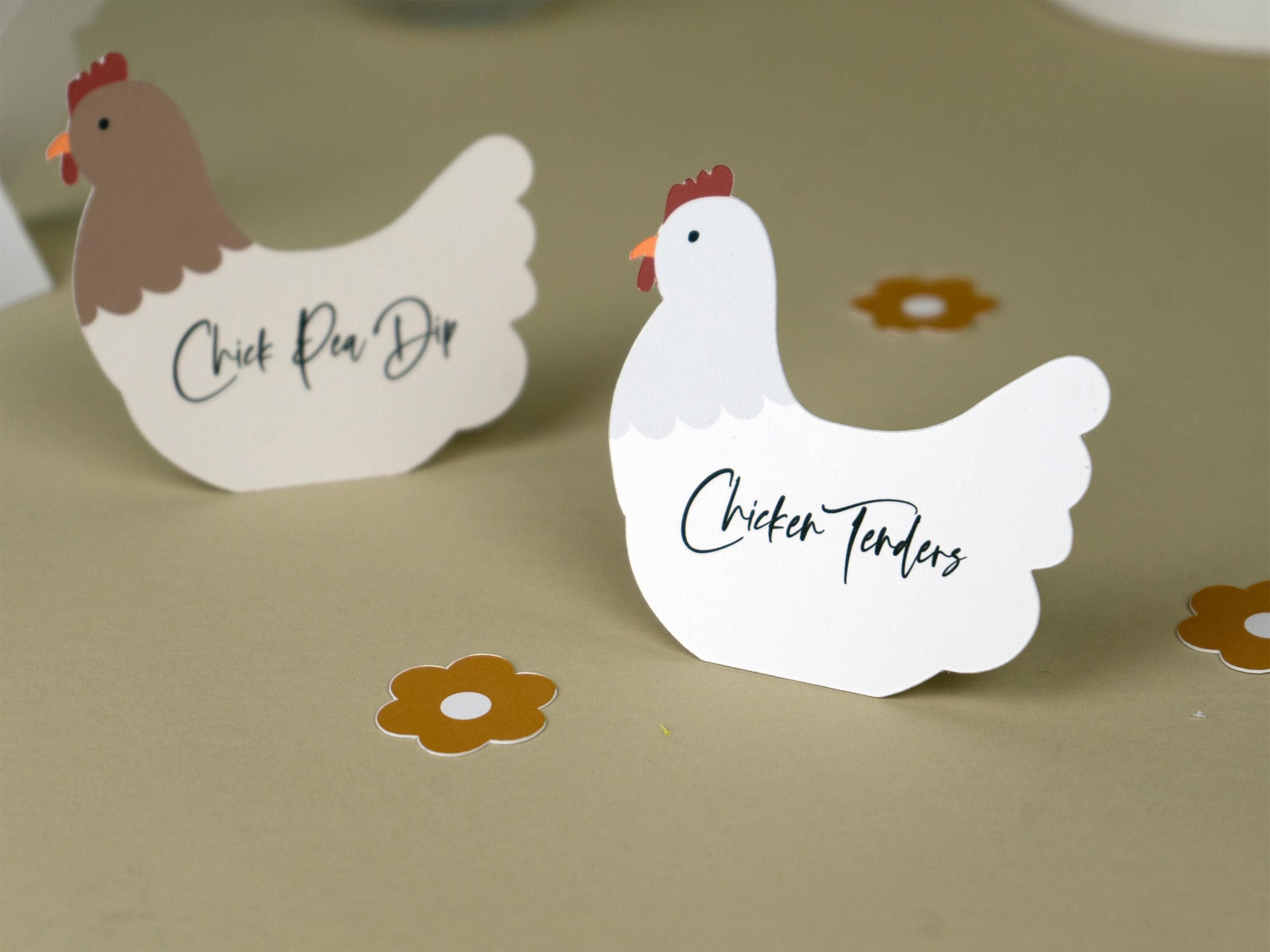 Chicken Shaped Place Cards Food Label Tags Party Decor Set of 24 ...