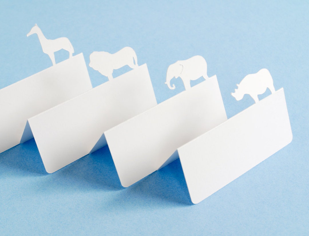 Safari Animals Place Cards Food Label Tags Party Decor Set of 24 ...