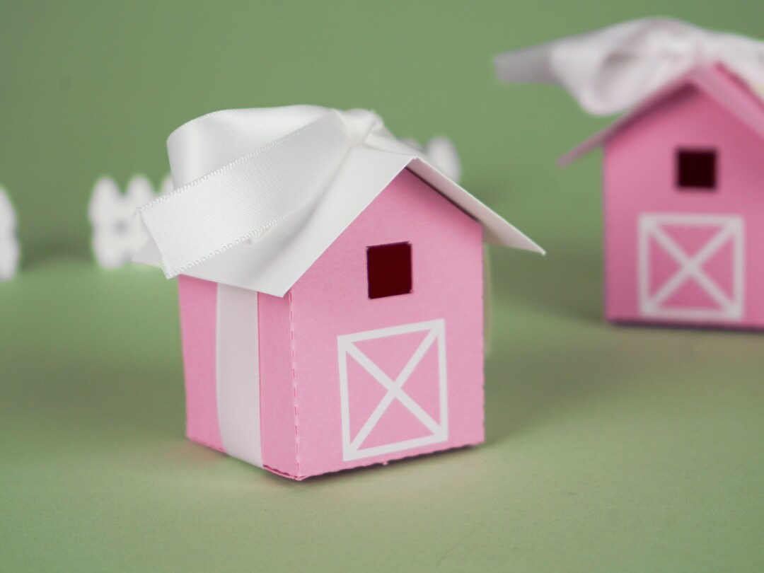 Pink Mini Barn Favor Box/ Luminary Set of 12 for Baby Birthday and ...