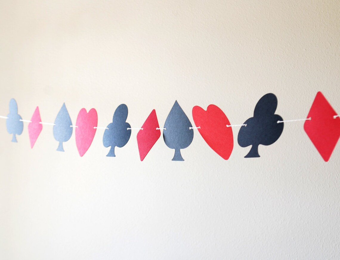 Playing Card Suite Symbols Paper Garland 5 Ft. - Etsy