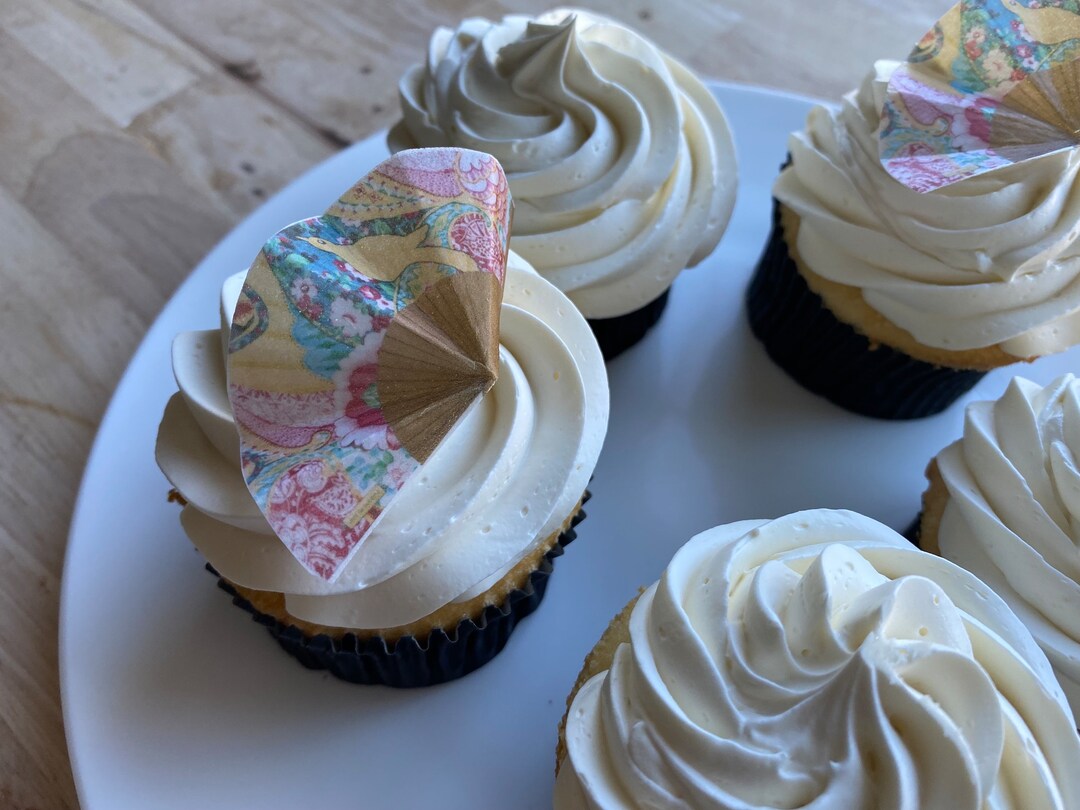 Fan| Asian Fan | Edible Wafer Print Cake Toppers 12 Count - Etsy