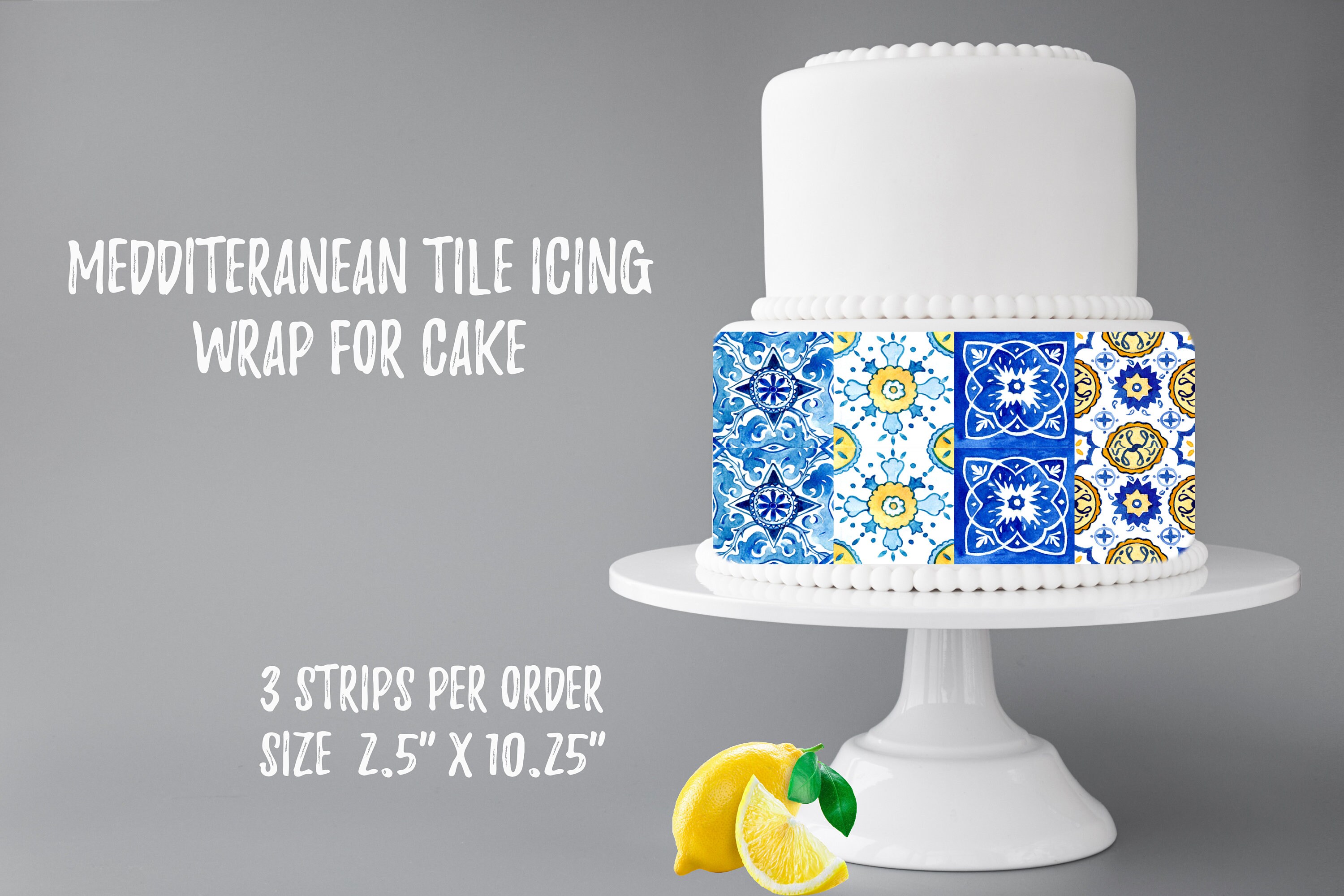 Cake icing template Italy Blue tile cake icing image Lemon cake image ...