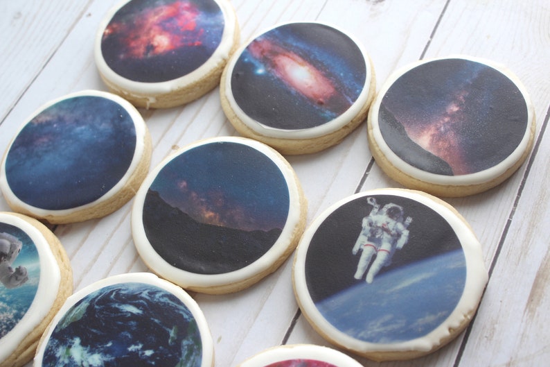 Galaxy Space Themed Cookies Astronaut Sugar Cookies Half - Etsy