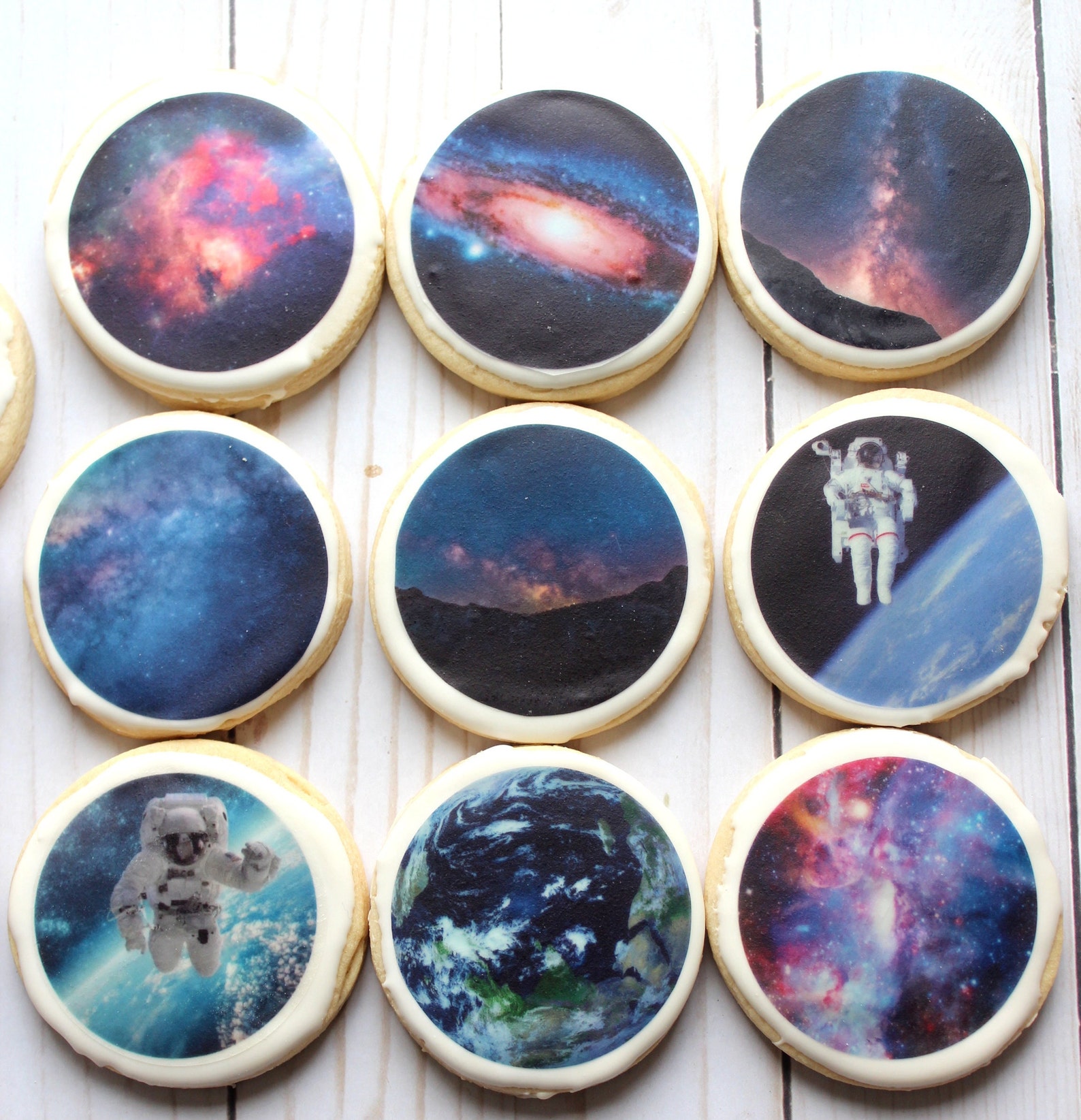 Galaxy Space Themed Cookies Astronaut Sugar Cookies Half - Etsy