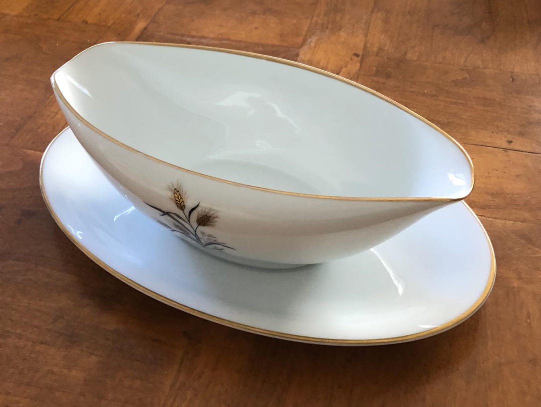 Vintage Noritake "wheatcroft" - Gravy Boat With Attached Underplate - Etsy