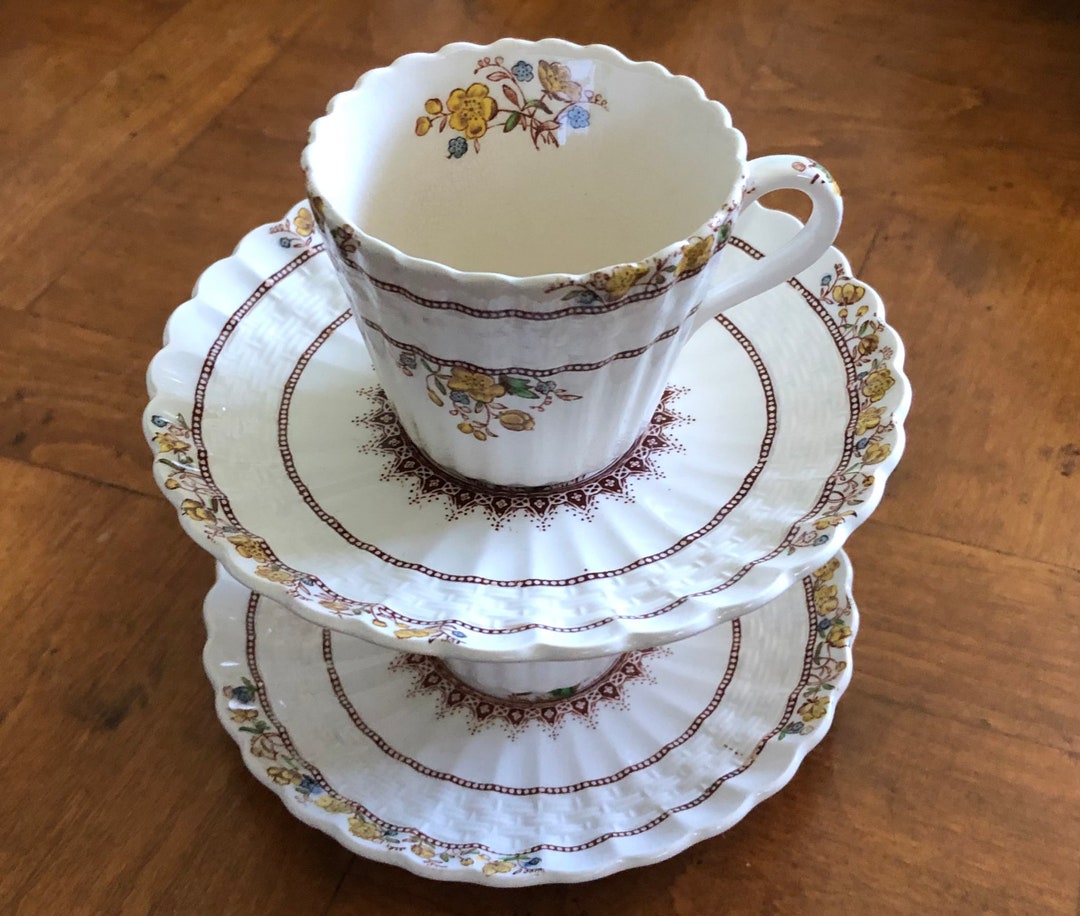Vintage Copeland Spode "buttercup" Basketweave Embossed Rim English Ironstone - Pair of ...