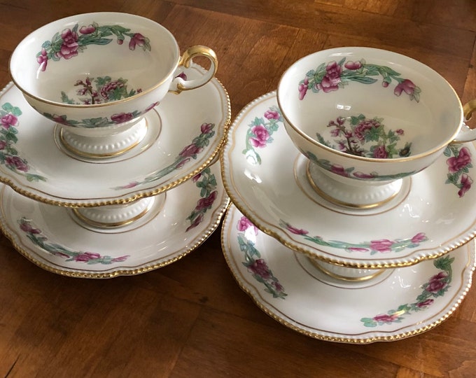 Castleton China (USA) "tree of India" - Four Teacups and Four Saucers ...