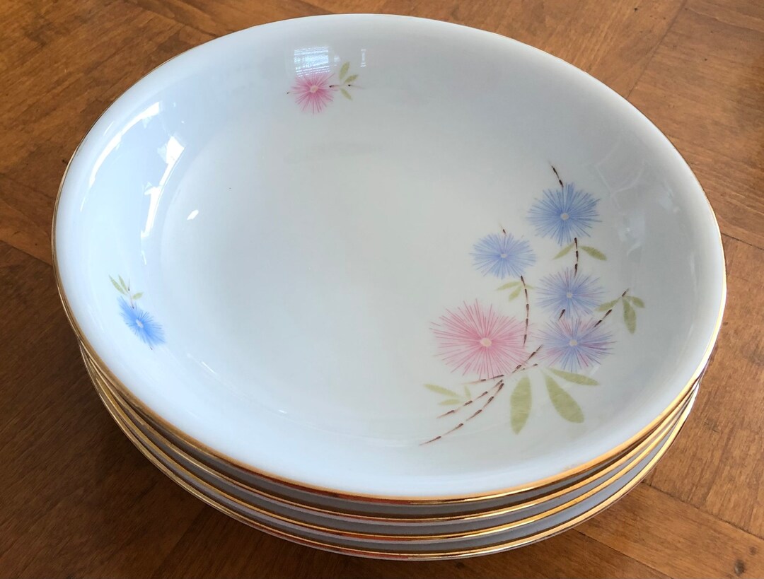 Vintage Zeh Scherzer (pattern 7042) - Set of Four Soup Bowls, Pink and ...