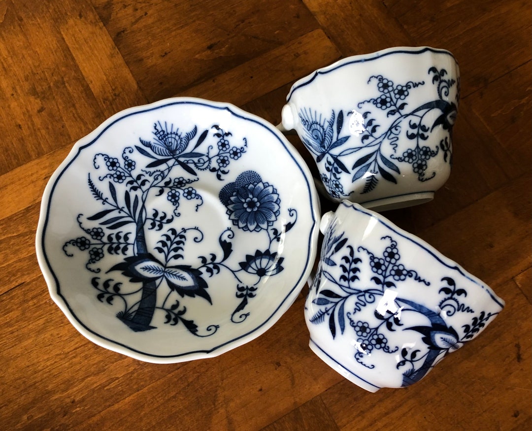 Vintage Blue Danube China (japan) - Two Teacups and Two Saucers (ribbon ...