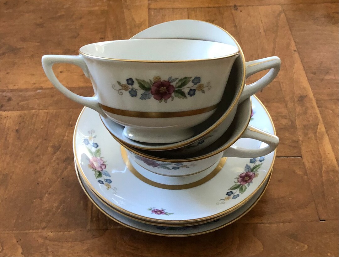Vintage Warwick China (USA) "maytime" Floral Pattern 9575 - Three Cups ...
