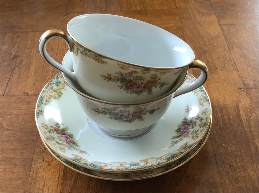 Noritake M China camelot pattern 6000 Two Teacups and Two Saucers ...