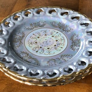Kudo China Lusterware Set of Two Dessert Plates, Blue Luster Plates ...