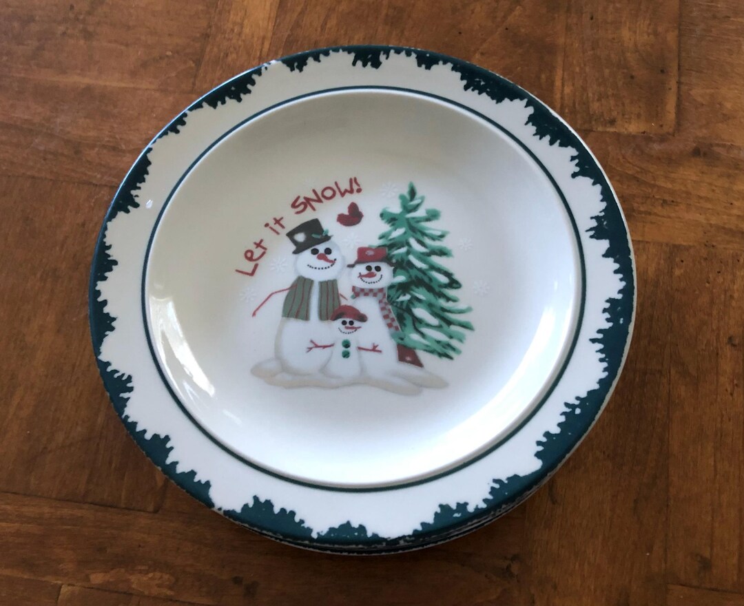 Atico International China “let It Snow” - Set of Four Bread Plates ...