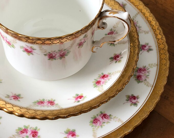 Aynsley China Pattern No. 14931 - Hand-painted Pink Rosebud “trio” With ...
