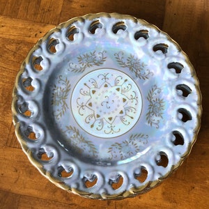 Kudo China Lusterware Set of Two Dessert Plates, Blue Luster Plates ...