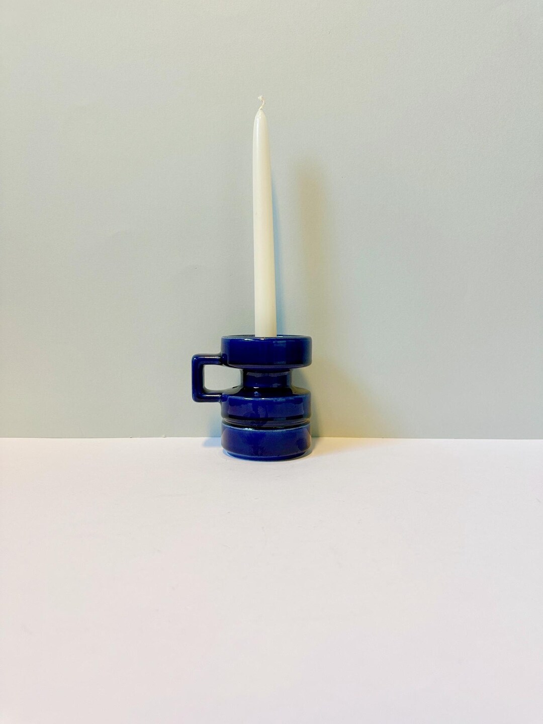 Vintage Steuler Blue Pottery Candle Holder, Cari Zalloni Design - Etsy