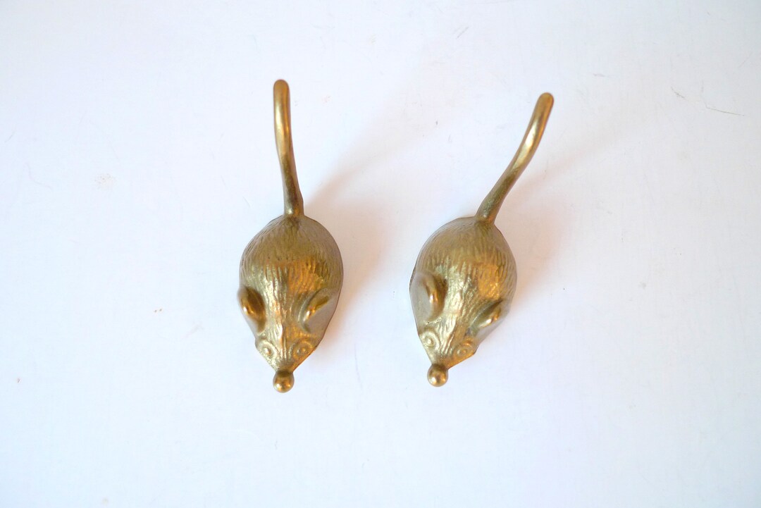 Two Vintage Brass Mouse Figures Collection Collectible Brass Mice ...