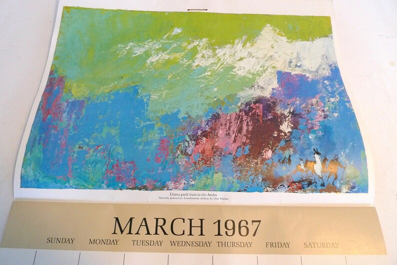 Otto Nielsen Vintage Print SAS Calendar 1967 Original Scandinavian ...