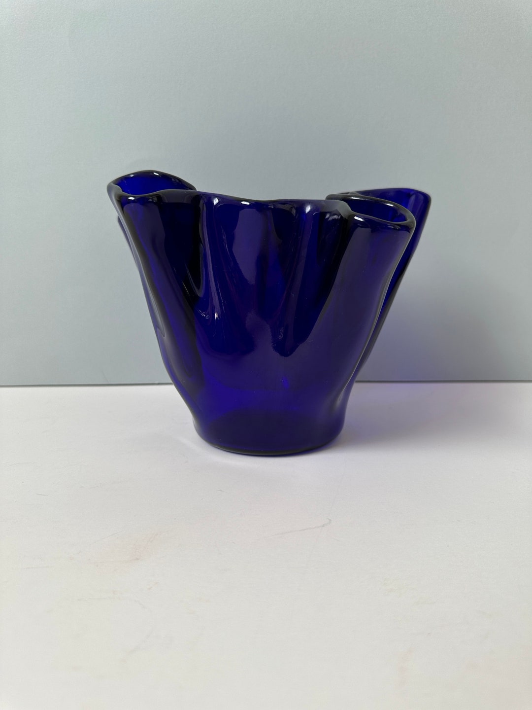 Magnor Glass Blue Tulip Vase - Vintage Art Glass, Norway - Etsy