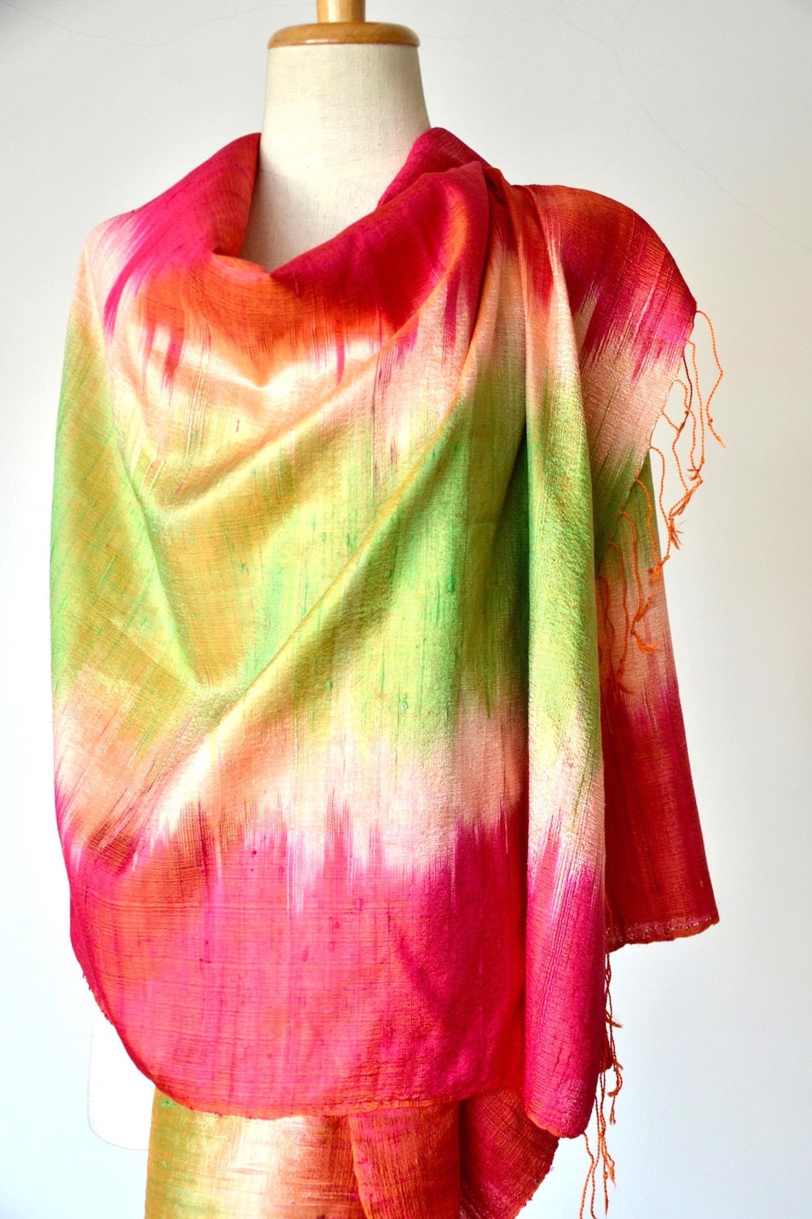 Premium Women Silk Scarf Handwoven Thai Silk Scarf Large Red - Etsy