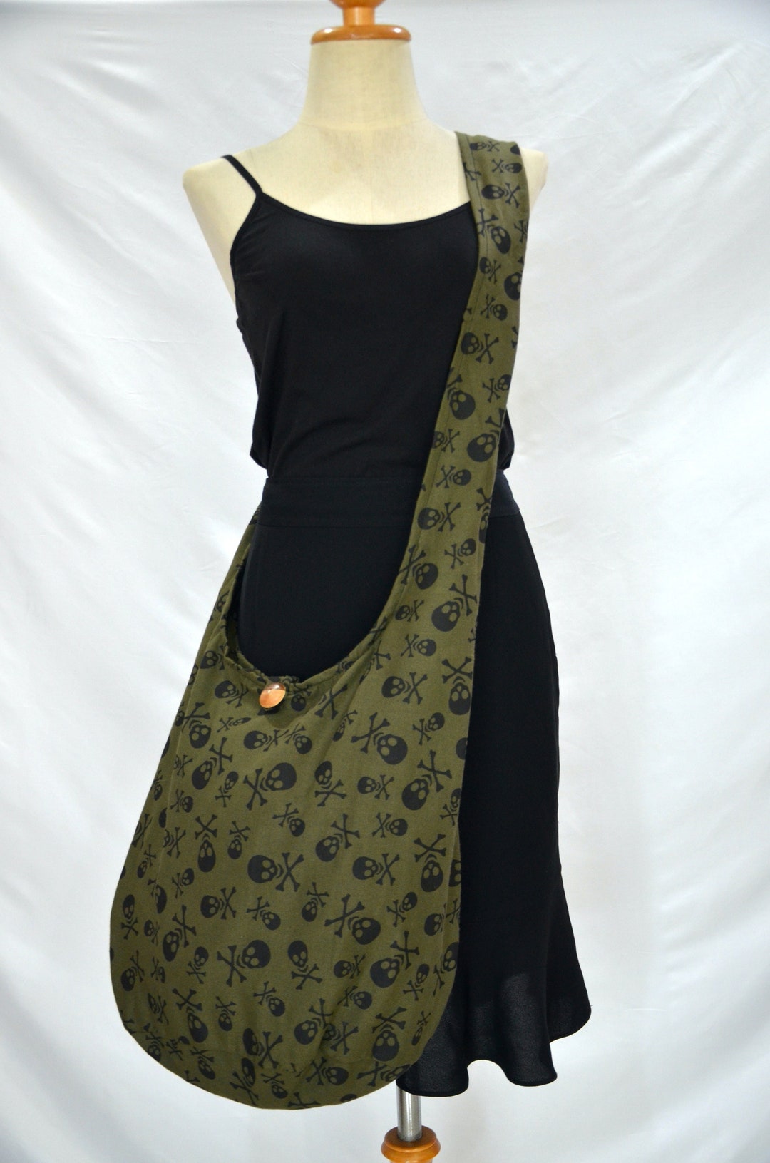 Army Green Skull With Crossed Bones Hipster Crossbody Bag Pirate Party ...