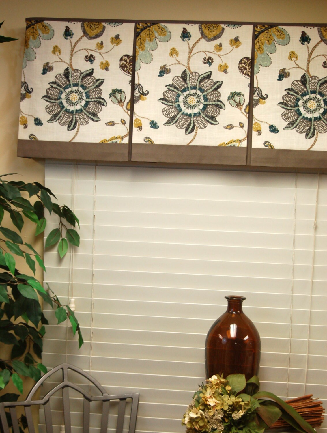 Custom Window Treatment BOX PLEATED Hidden Rod Pocket Valance, Banded ...