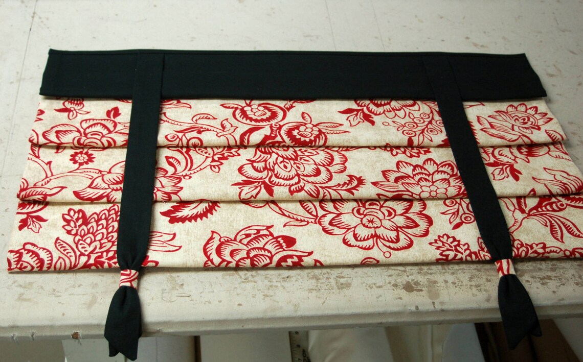 MOCK ROMAN SHADE Hidden Rod Pocket Valance With Ties Fits - Etsy