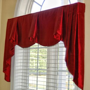Custom Valance ANNA Hidden Rod Pocket Valance, Pleated Jabots Fits 32 ...