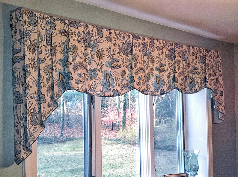 Custom Valance PEYTON Hidden Rod Pocket Valance, Pleated Jabots Fits 32 ...