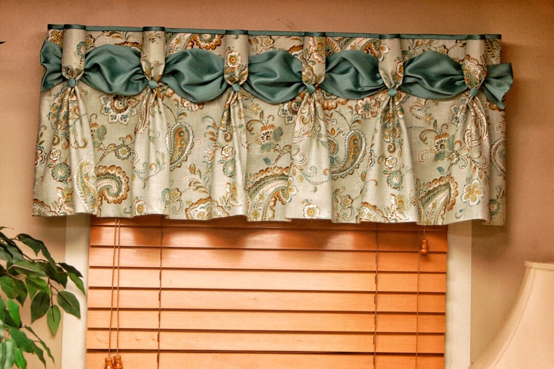 Custom DANIELLE Hidden Rod Pocket Valance Fits 30"- 44" Window, Pleated ...