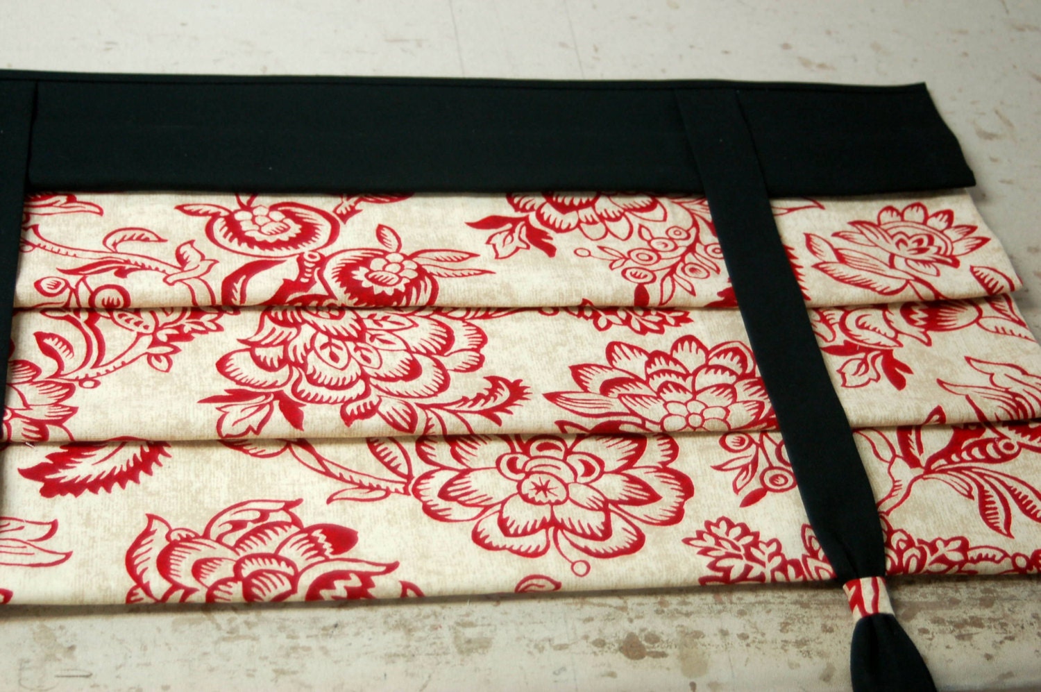 MOCK ROMAN SHADE Hidden Rod Pocket Valance With Ties, Fits 43"- 60 ...