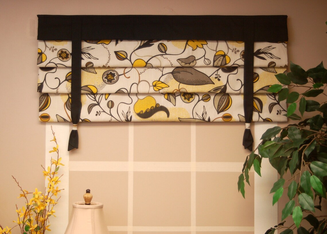 MOCK ROMAN SHADE Hidden Rod Pocket Valance With Ties Fits - Etsy
