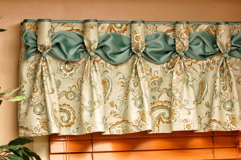 Custom DANIELLE Hidden Rod Pocket Valance Fits 30"- 44" Window, Pleated ...
