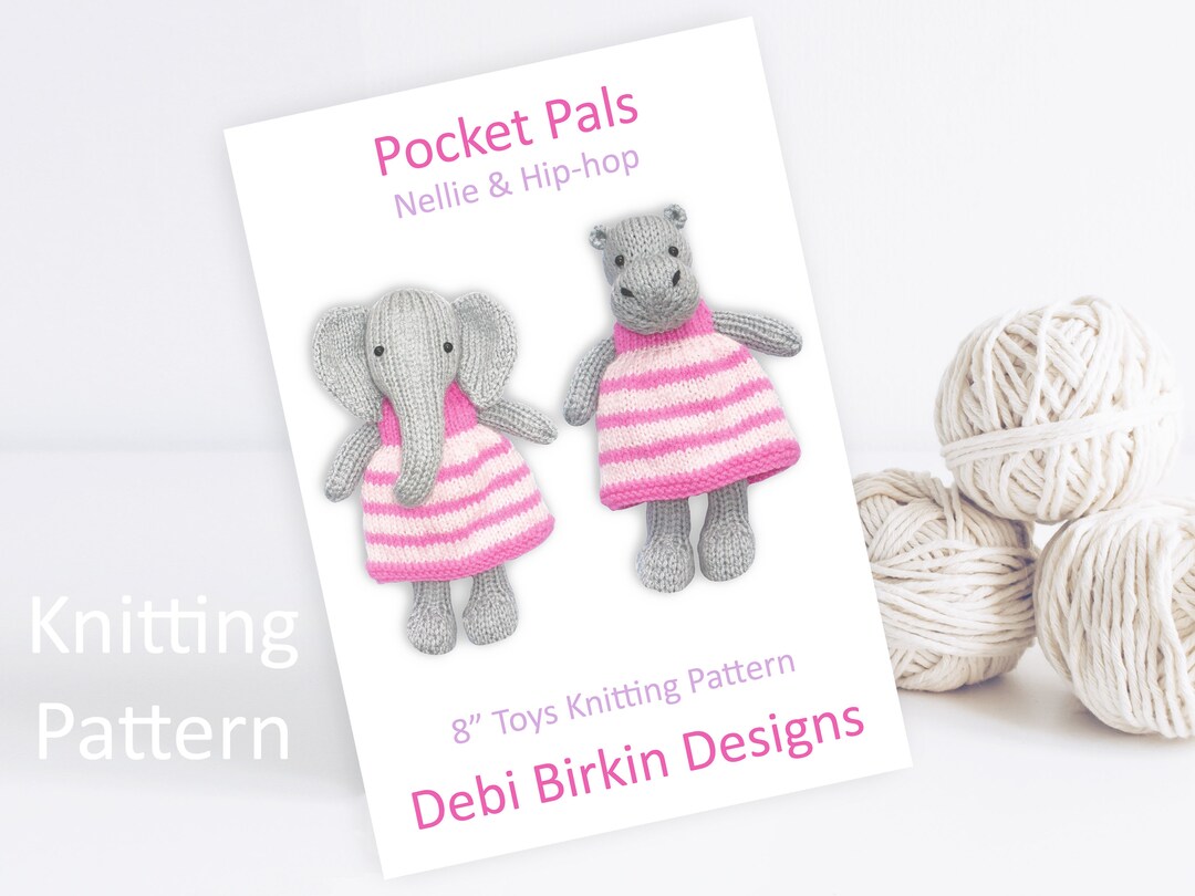 Knitting Pattern for Hippo Elephant, Debi Birkin Patterns, PDF Digital ...