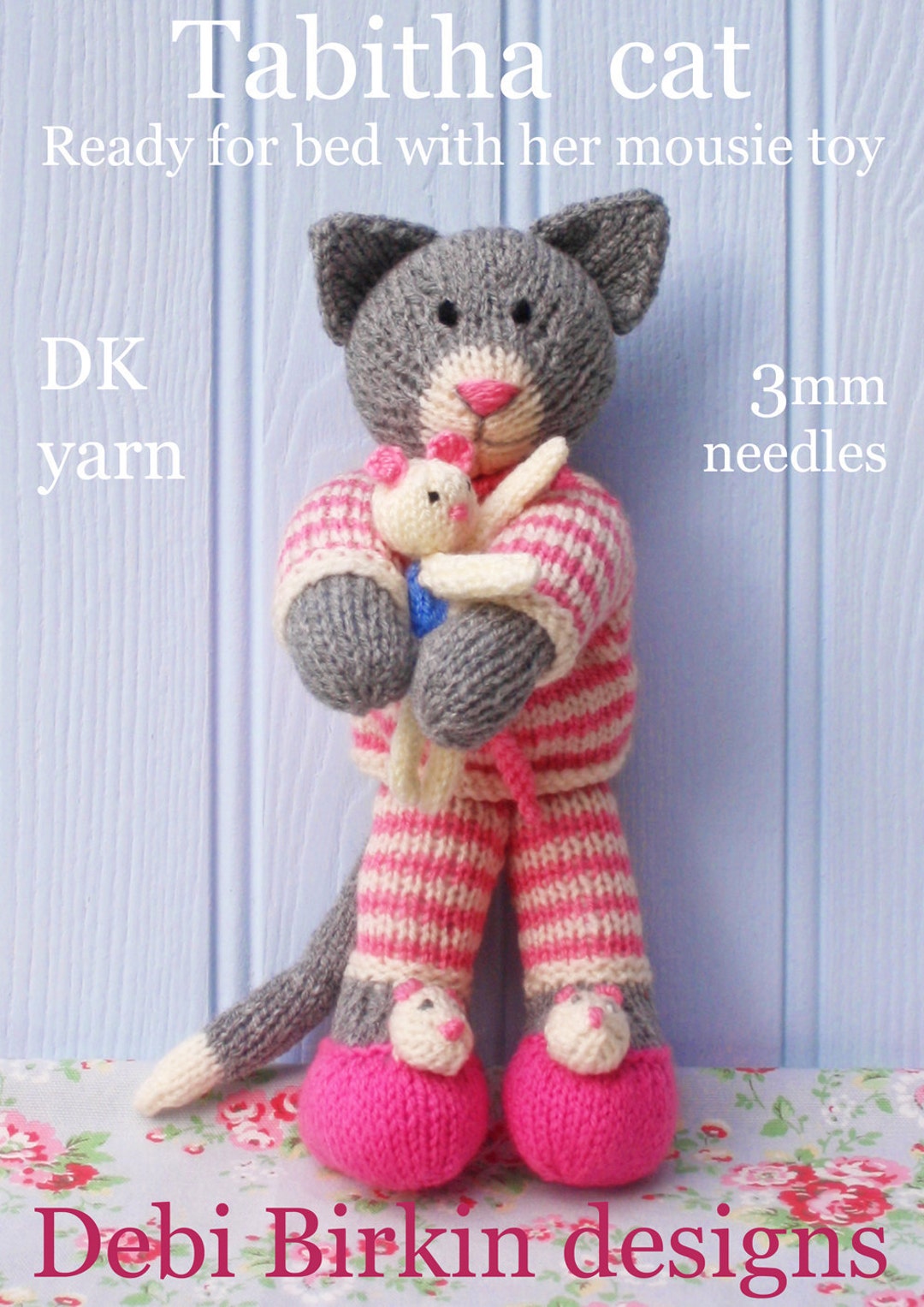 Tabitha Kitten Cat in Pyjamas PDF Email Toy Knitting Pattern - Etsy