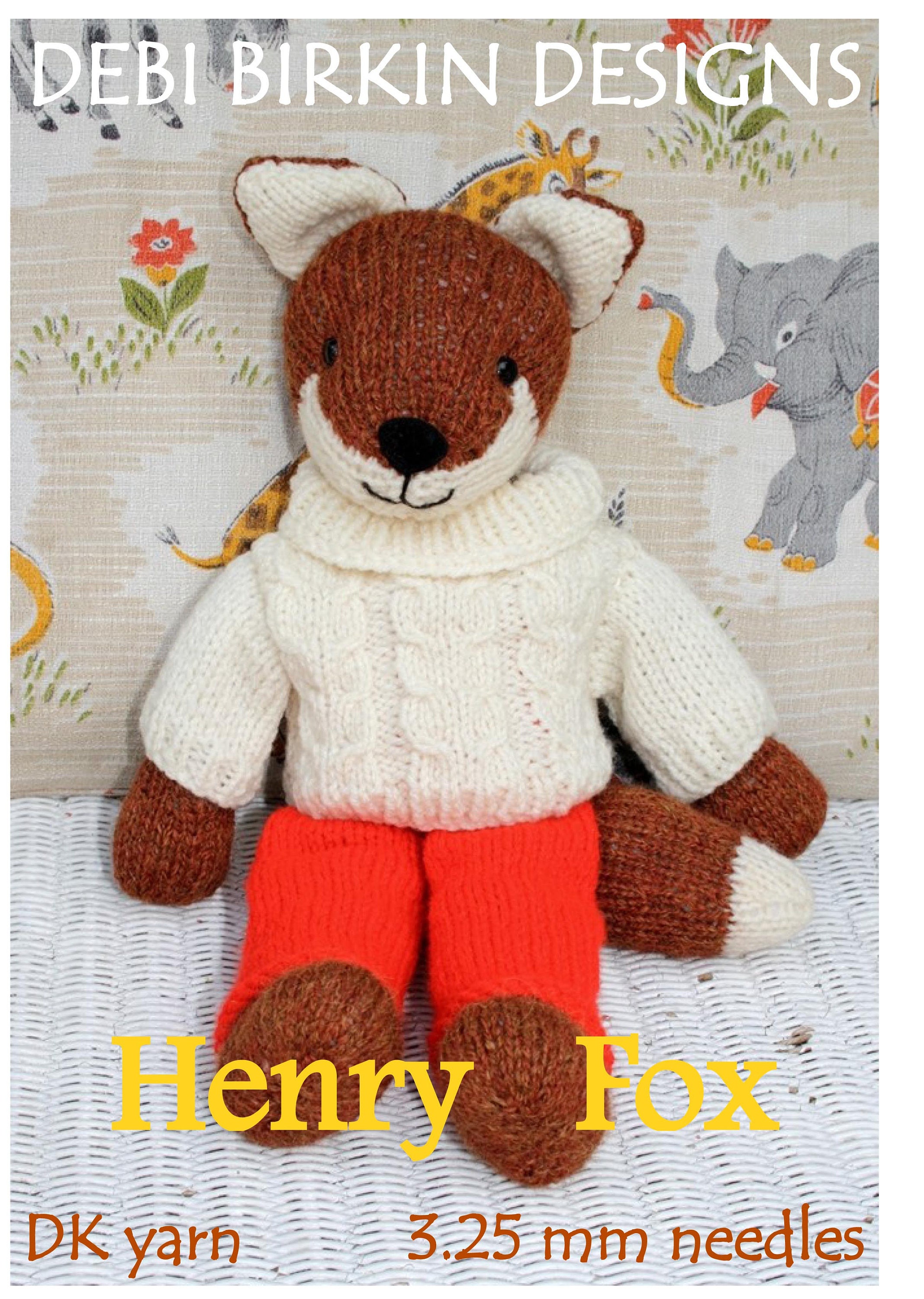 Knitting Pattern for Fox, Debi Birkin Patterns, PDF Digital Download ...