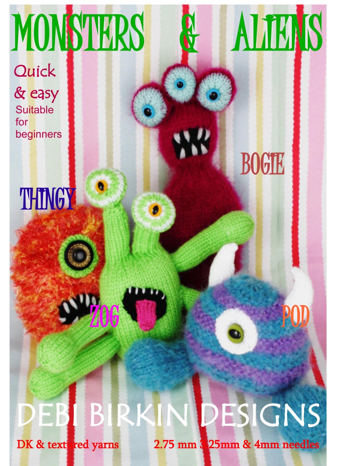 Knitting Pattern for Aliens, Debi Birkin Patterns, PDF Digital Download ...