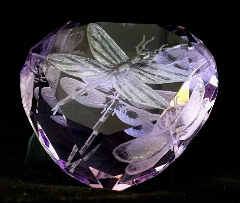Hand Engraved Purple Paperweight Dragonflies, Office Decor, Home Decor ...