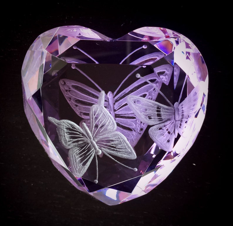 Hand Engraved Purple Paperweight Butterflies, Office Decor, Home Decor ...
