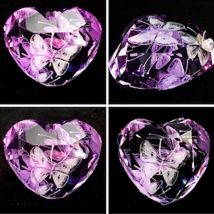 Hand Engraved Purple Paperweight Butterflies, Office Decor, Home Decor ...