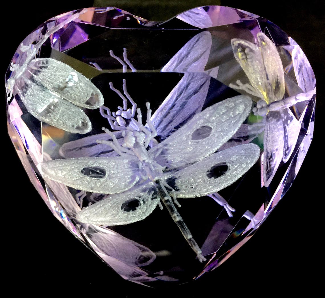 Hand Engraved Purple Paperweight Dragonflies Office Decor - Etsy