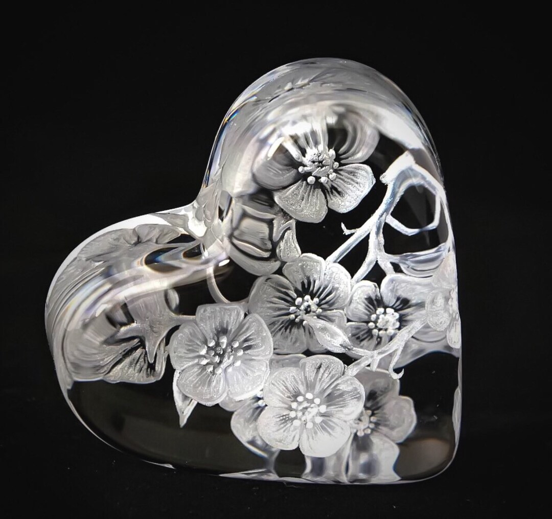 Hand Engraved Baccarat Paperweight, Baccarat Crystal, Cherry Blossom ...